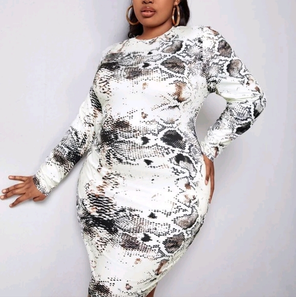 Dresses | Snake Skin Long Sleeve Bodycon Dress Nwt | Poshmark